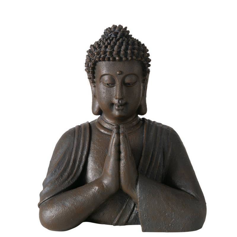 Buddha Figur Med Halv Overkrop - Bedende Brun Buddha 25cm